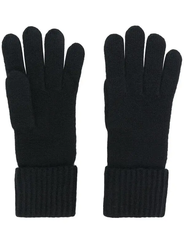 N.peal Cashmere Ribbed Gloves - Black