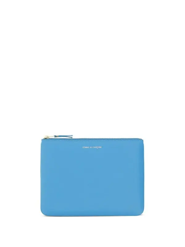 Comme Des Garçons Logo-print Leather Pouch - Blue