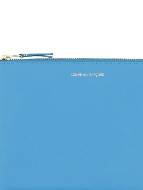 Comme Des Garçons Logo-print Leather Pouch - Blue
