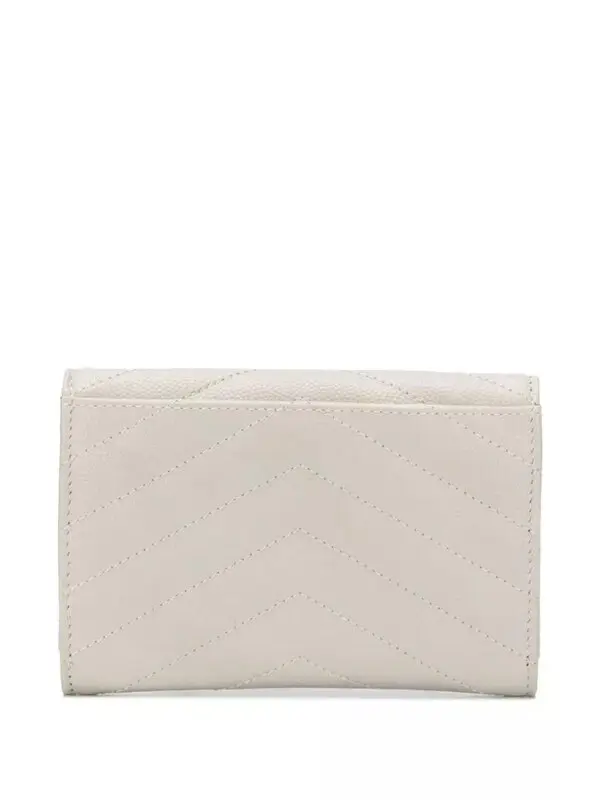 Saint Laurent Small Chevron-quilted Leather Wallet - White