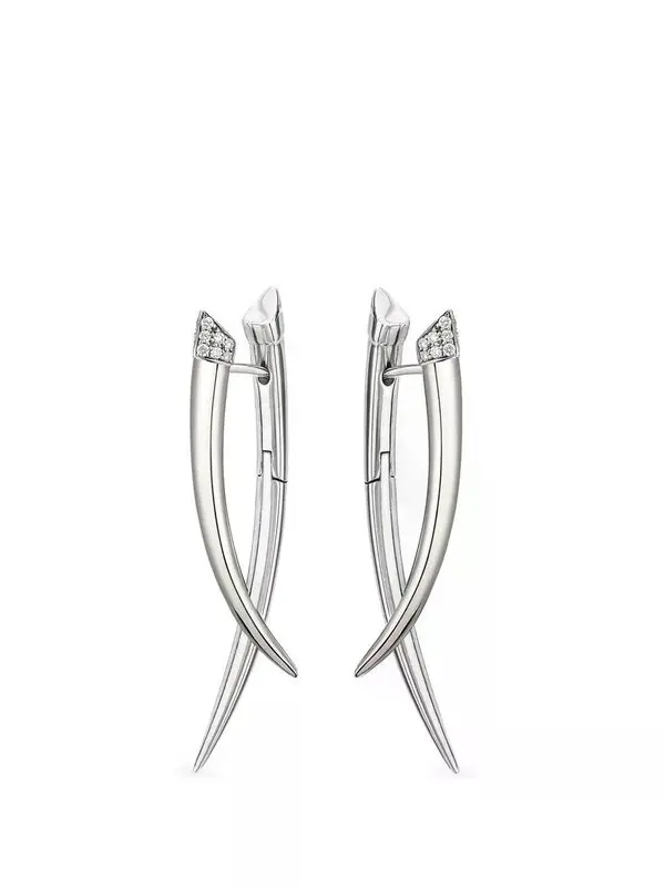 SHAUN LEANE Sabre Diamond Crossover Earrings - Silver