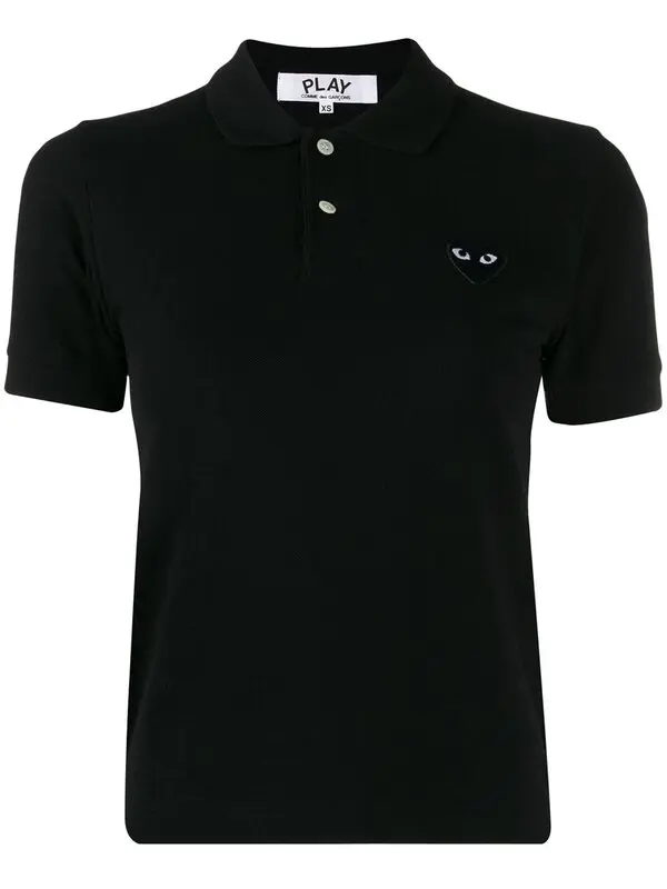 Play Comme Des Garcon Embroidered Heart Polo Shirt - Black
