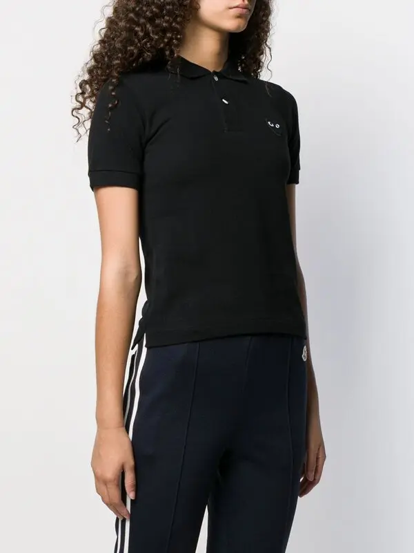 Play Comme Des Garcon Embroidered Heart Polo Shirt - Black