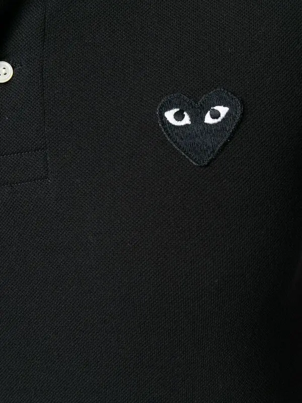 Play Comme Des Garcon Embroidered Heart Polo Shirt - Black