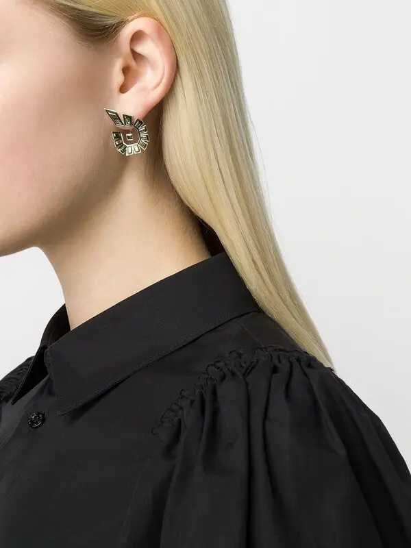 Stephen Webster 18kt Dynamite Diamond And Enamel Hoop Earrings - Silver