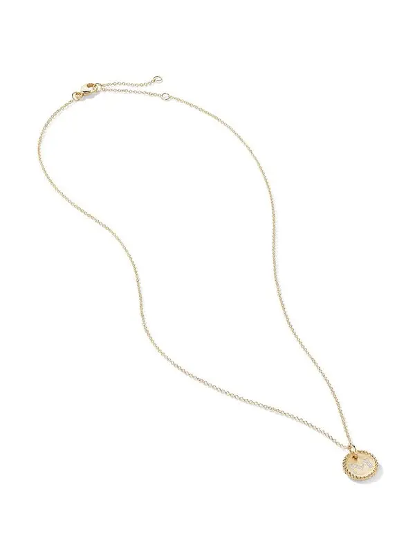 David Yurman 18kt Yellow M Initial Diamond Necklace - Gold