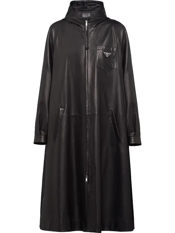 Prada Leather Oversized Trench Coat