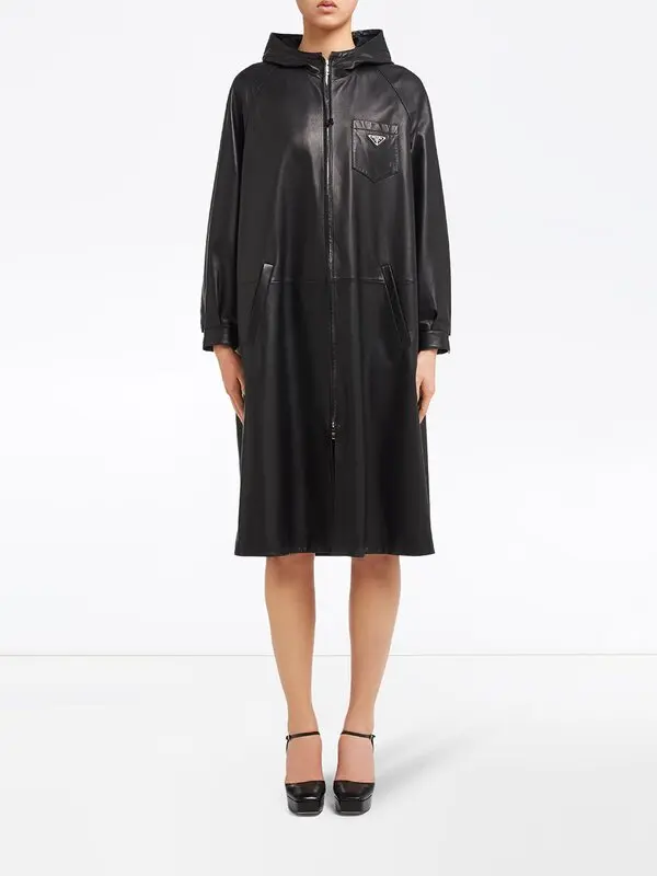 Prada Leather Oversized Trench Coat