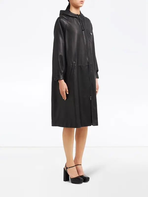 Prada Leather Oversized Trench Coat