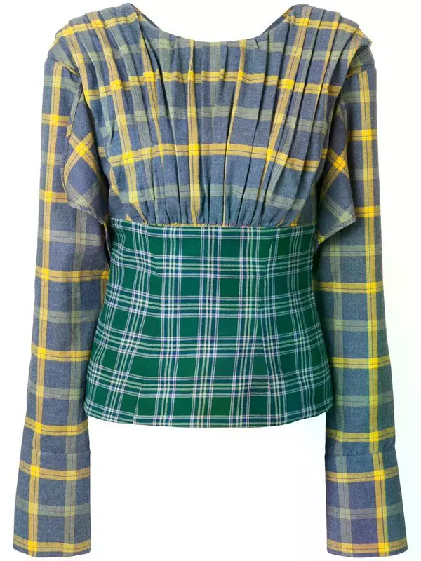 Natasha Zinko Two-tone Checked Top