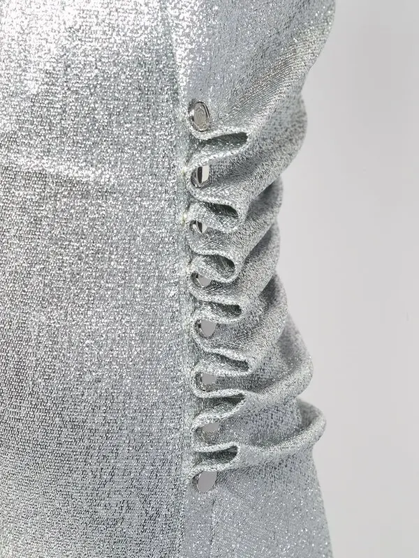 Rabanne Metallic Ruched Side Dress - Silver