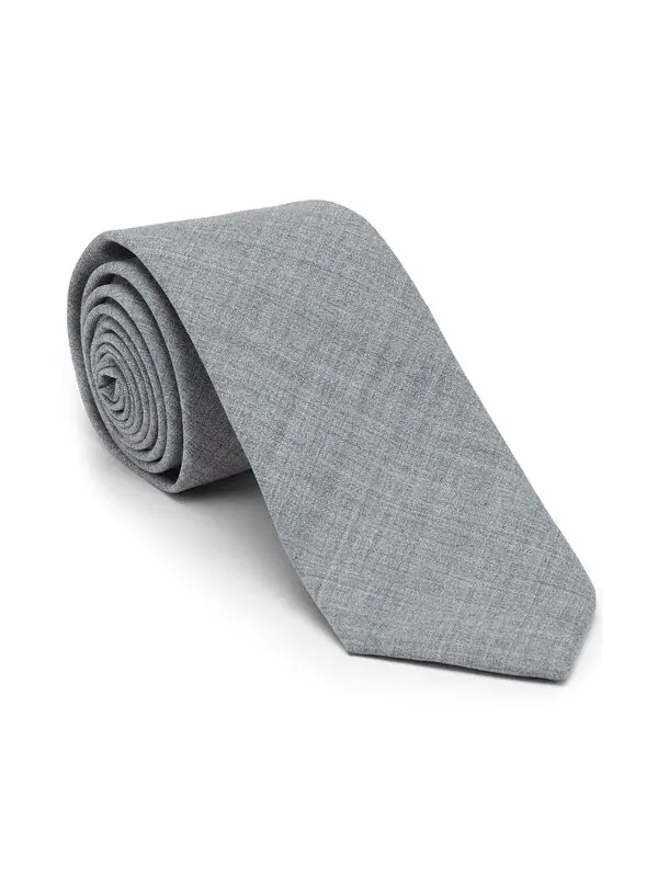 Brunello Cucinelli Textured-finish Wool Neck Tie - Grey