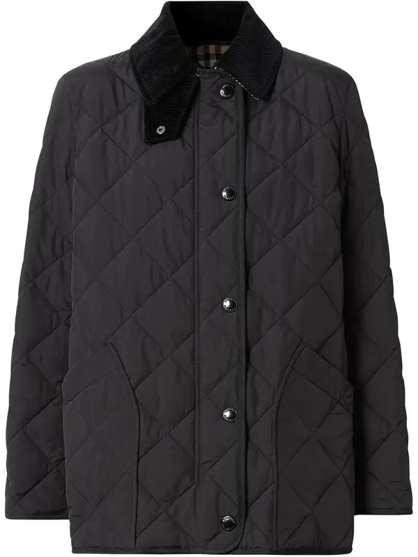 Burberry Diamond Quilted Barn Jacket - Black