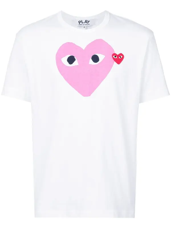 Play Comme Des Garcon Heart Print T-shirt - White
