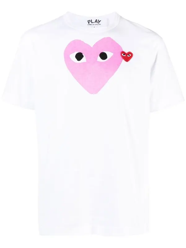 Play Comme Des Garcon Heart Print T-shirt - White
