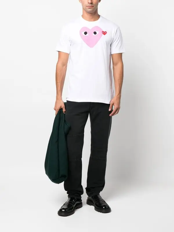 Play Comme Des Garcon Heart Print T-shirt - White