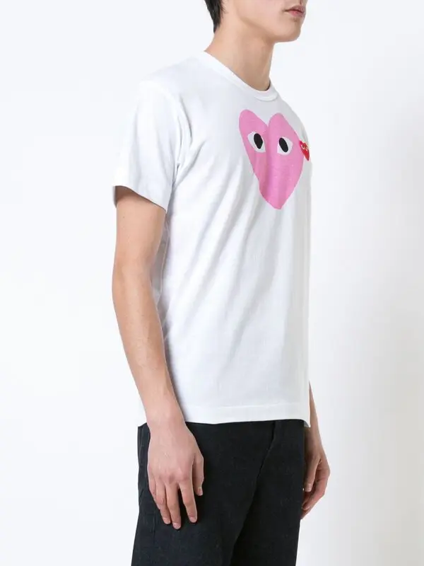 Play Comme Des Garcon Heart Print T-shirt - White