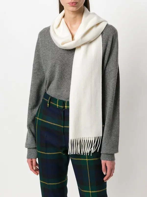 N.peal Woven Cashmere Scarf - White