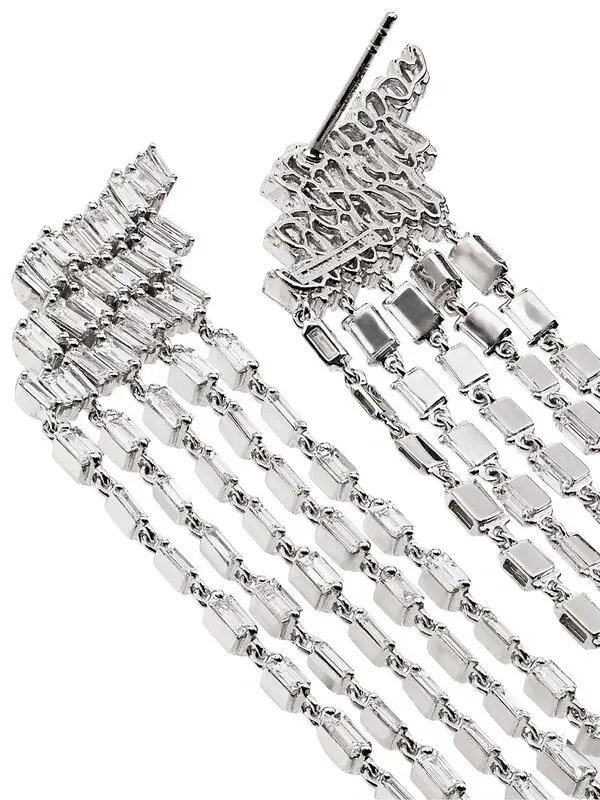 SUZANNE KALAN 18kt Fireworks Diamond Fringe Drop Earrings - Silver