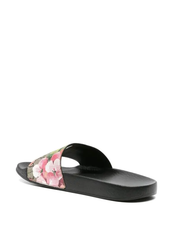 Gucci Gg Blooms Supreme Canvas Slides - Brown