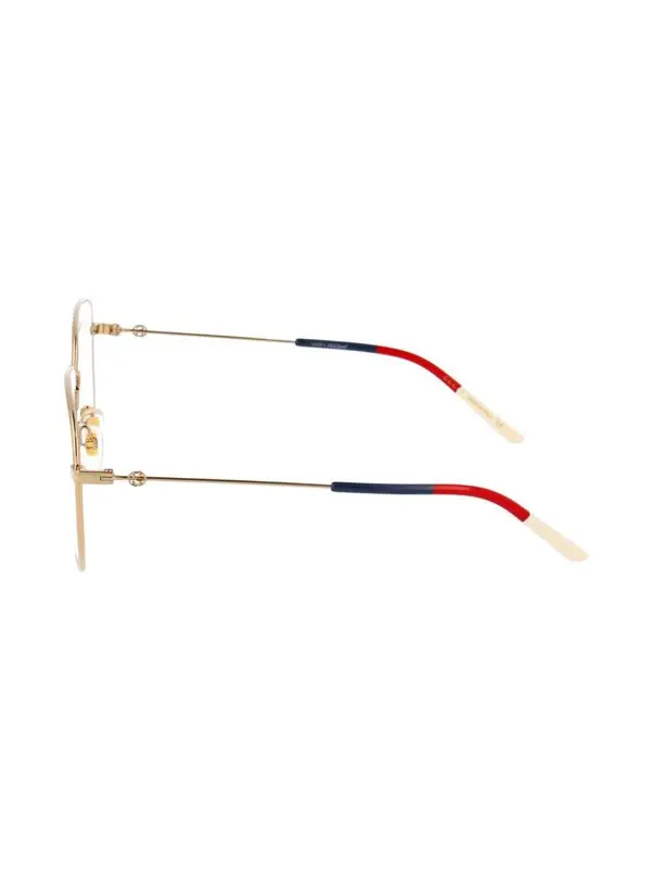 Gucci Web-detail Hexagonal-frame Glasses - Gold