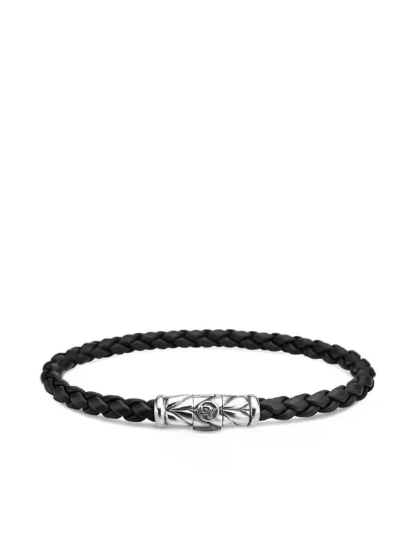 David Yurman Sterling Silver Chevron Woven Bracelet - Black