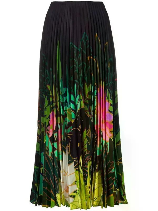 Valentino Garavani Pleated Floral-print Skirt - Blue