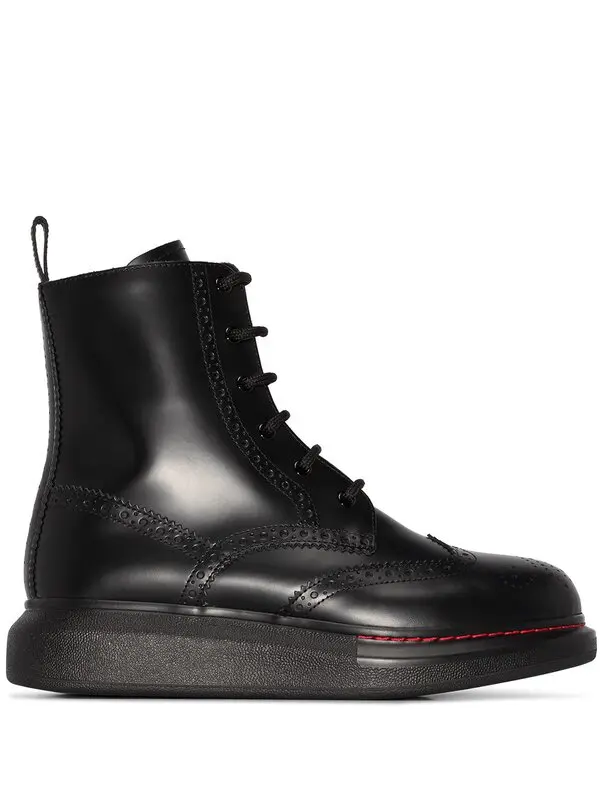 Alexander McQueen Lace-up Leather Combat Boots