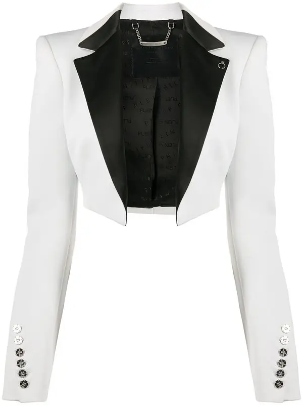 Philipp Plein Cropped Tuxedo Bolero Jack - White