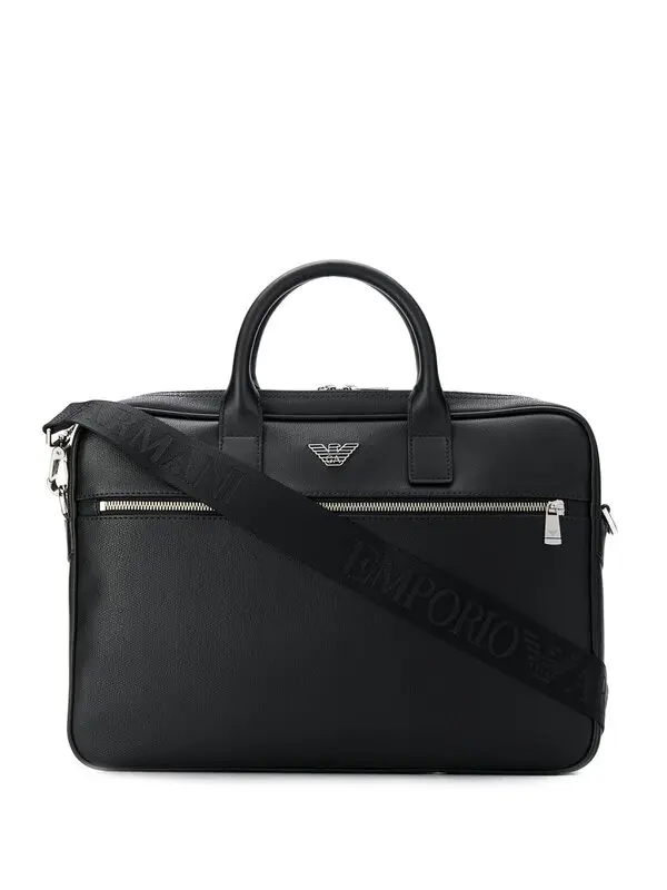 Emporio Armani Logo Plaque Briefcase - Black