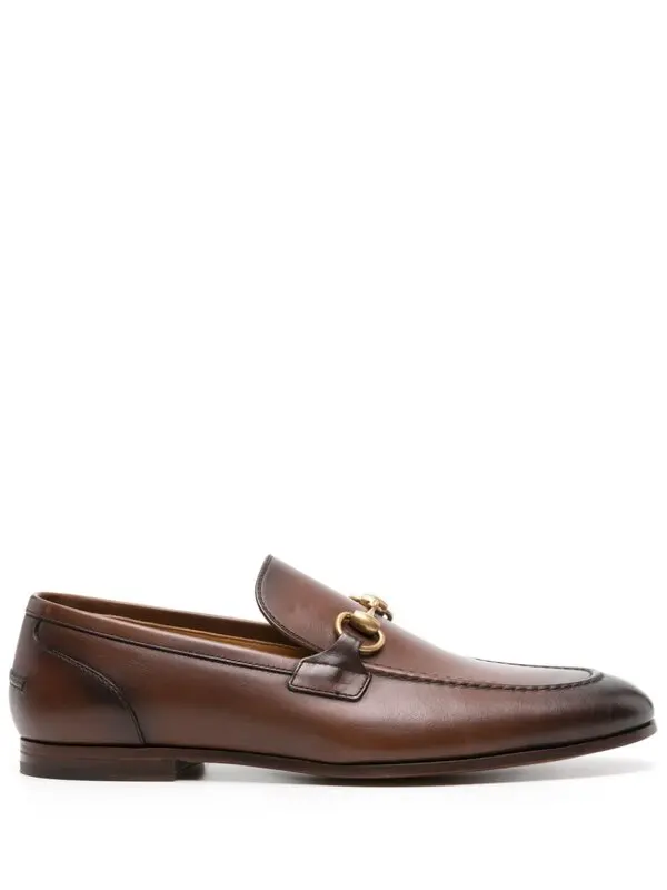 Gucci Jordaan Leather Loafers - Brown