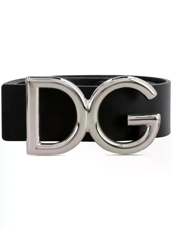 Dolce & Gabbana Leather Belt With Logo Buckle - Black