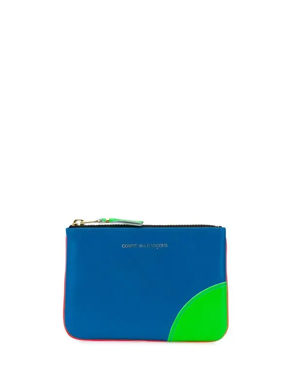 Comme Des Garçons Colour-block Leather Wallet - Blue