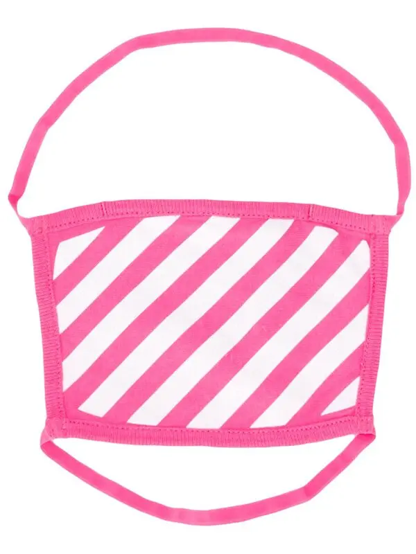 Off-White Striped Print Face Mask - Pink