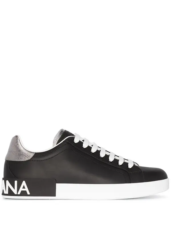Dolce & Gabbana Portofino Leather Sneakers - Black