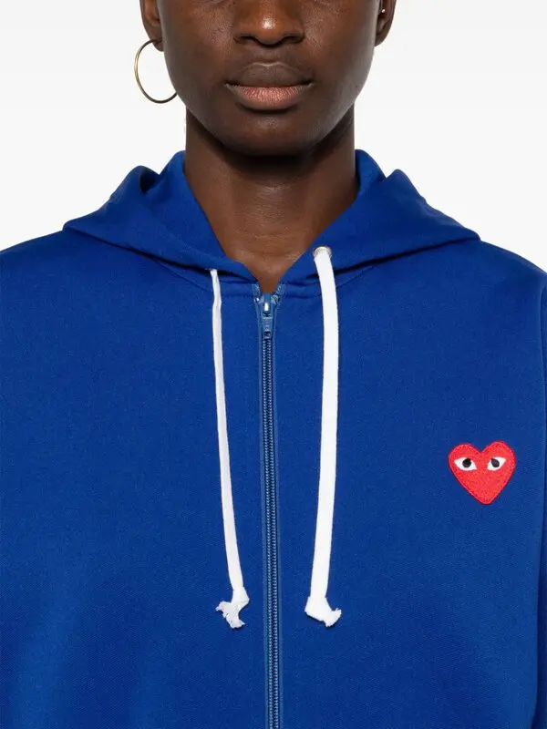 Play Comme Des Garcon Heart-patch Hoodie - Blue