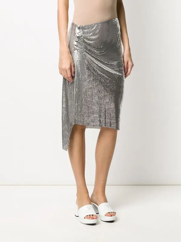 Rabanne Chainmail Ruched Skirt - Silver