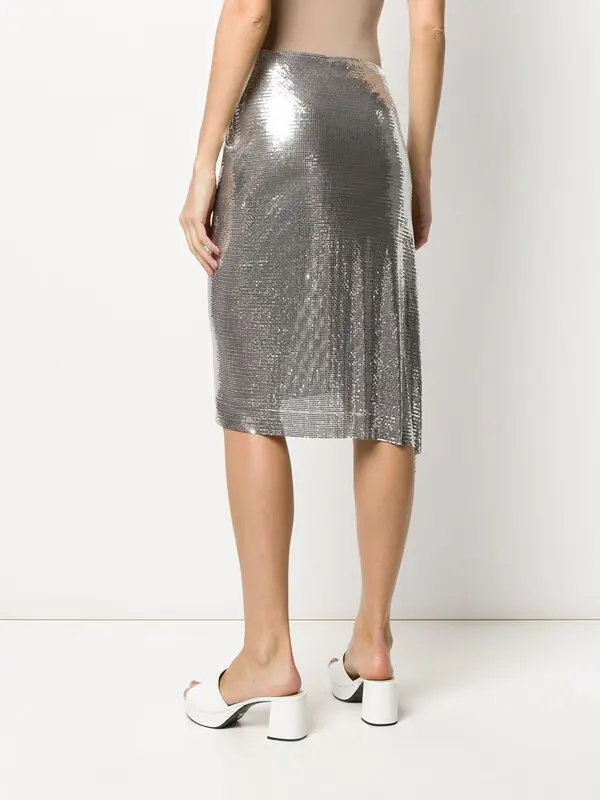 Rabanne Chainmail Ruched Skirt - Silver