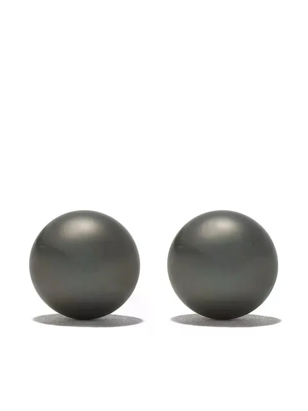 Yoko London 18kt White Gold Tahitian Pearl Stud Earrings - Silver