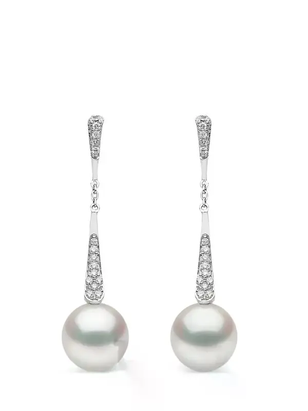 Yoko London 18kt White Gold Diamond And Pearl Drop Earrings - Silver