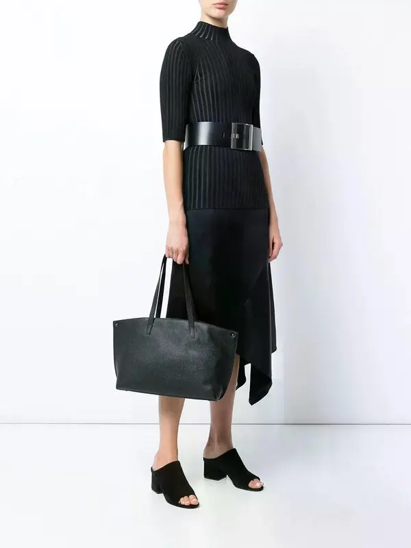 Akris Pebbled Leather Tote - Black