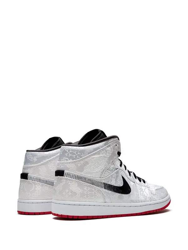 JORDAN X Edison Chen Air 1 Mid Fearless Clot Silk Sneakers - White