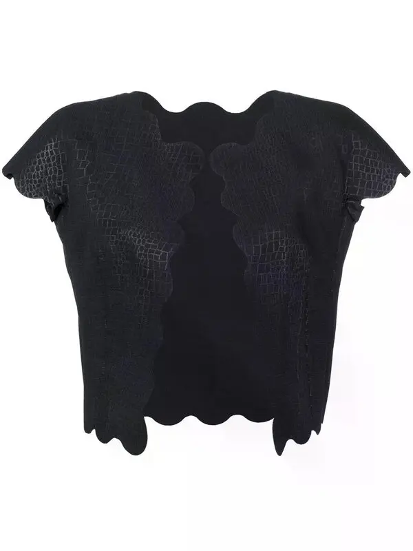 Comme Des Garçons Scalloped Crocodile-embossed Waistcoat - Black