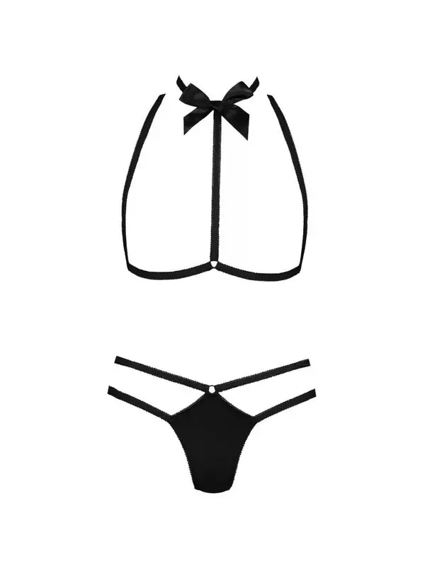 MAISON CLOSE Le Petit Secret Harness Thong Set - Black