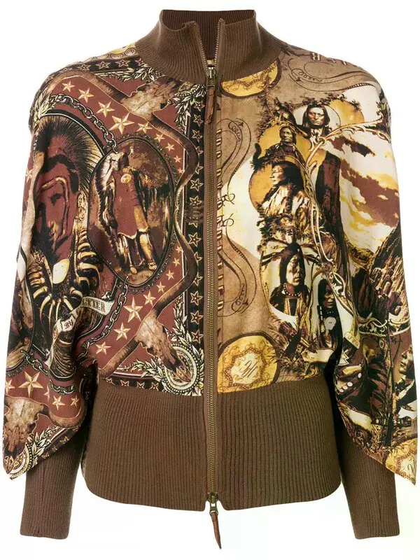 JEAN PAUL GAULTIER Printed Ribbed Jacket - Brown