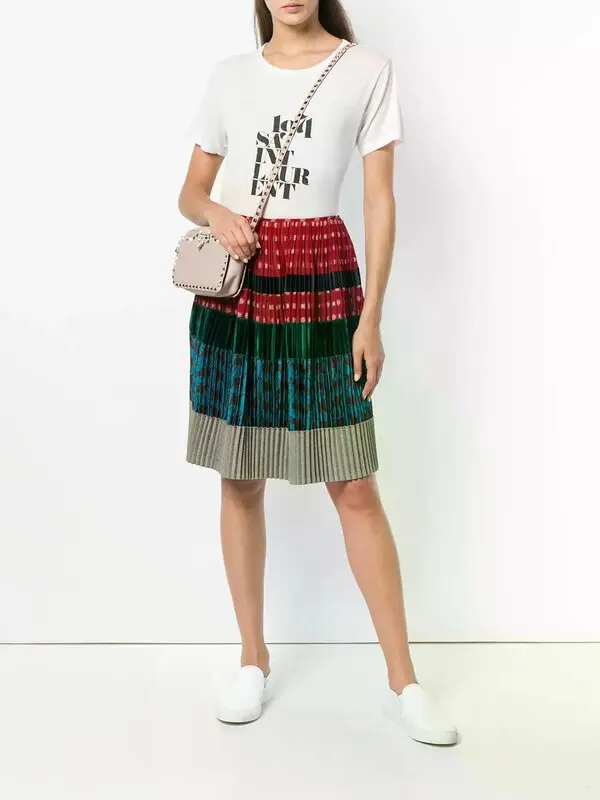 Jean Paul Gaultier Pleated Patchwork Knee Length Skirt