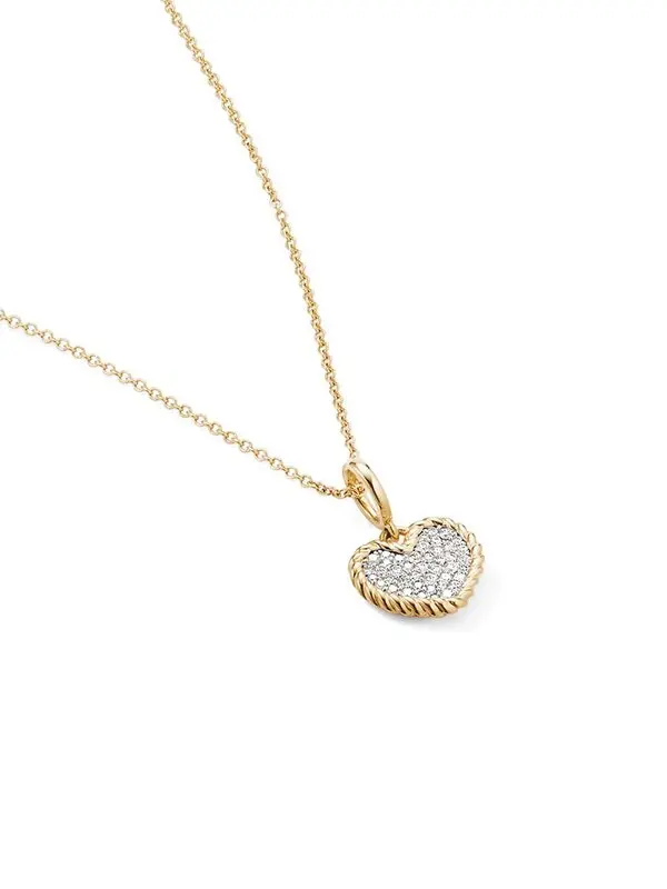 David Yurman 18kt Yellow Cable Collectibles Heart Diamond Necklace - Gold