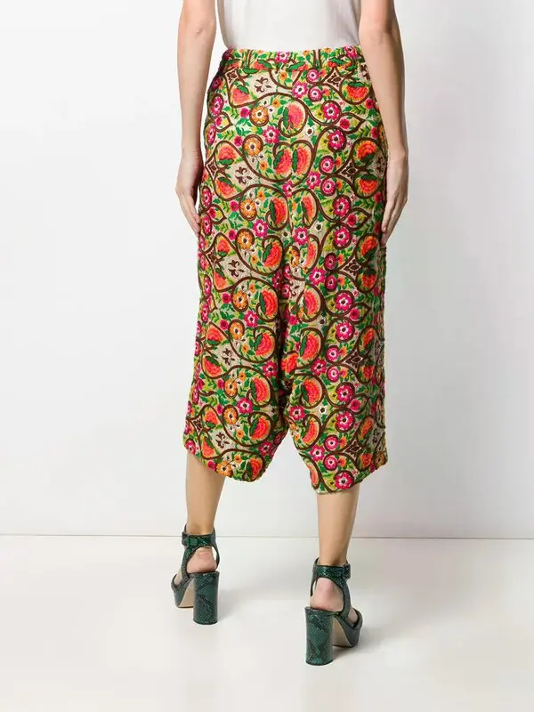 Comme Des Garçons Floral Embroidered Wide Leg Trousers
