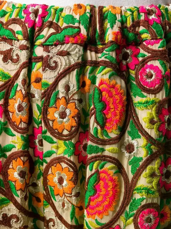 Comme Des Garçons Floral Embroidered Wide Leg Trousers