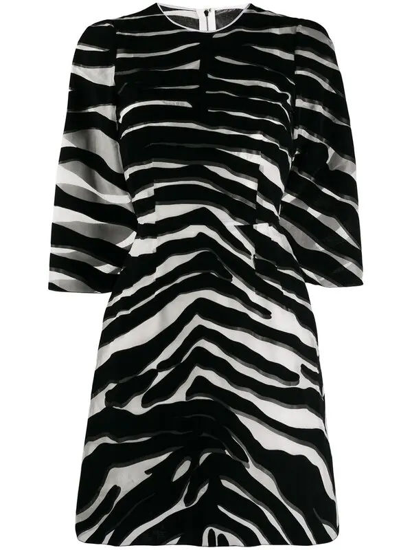 Dolce & Gabbana Zebra Print Sheer Dress - Black